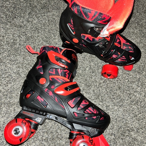 Shoes | Red And Black Kids Roller Skates | Poshmark